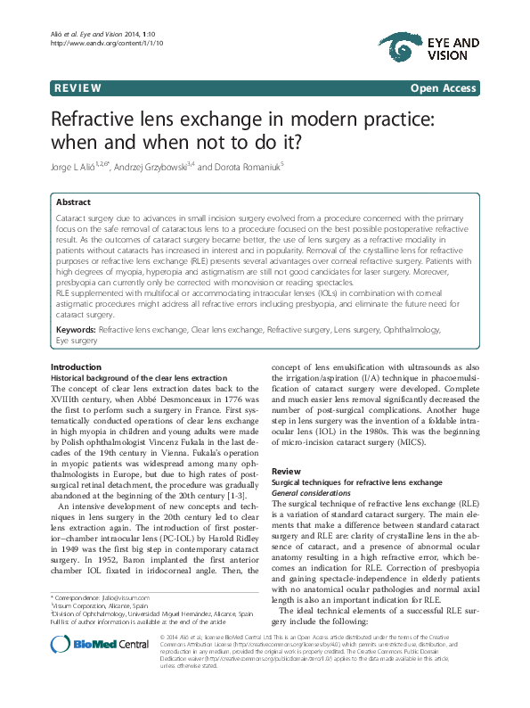 (PDF) Refractive lens exchange in modern practice: when and when not to ...