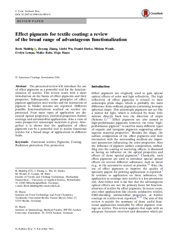 (PDF) Effect pigments for textile coating: a review of the broad range ...