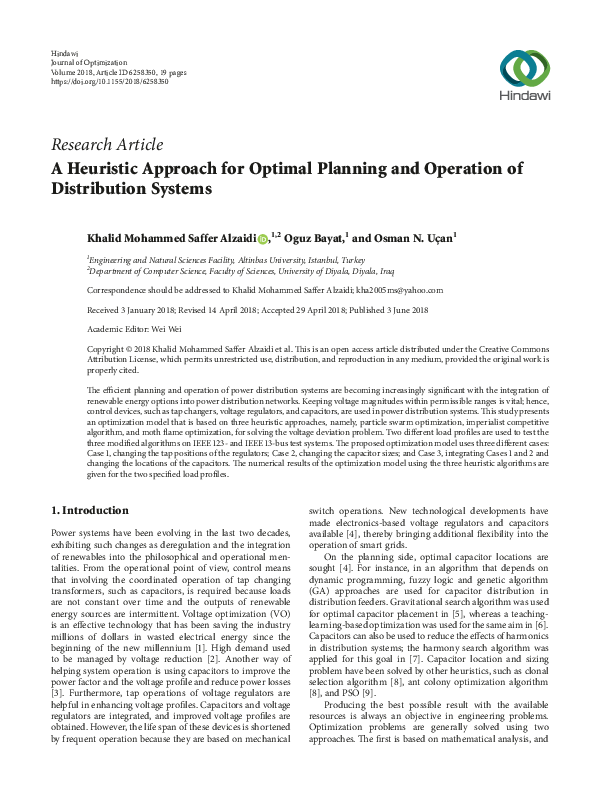 (PDF) A Heuristic Approach for Optimal Planning and Operation of Distribution Systems