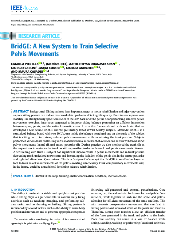 (PDF) BridGE: A New System to Train Selective Pelvis Movements