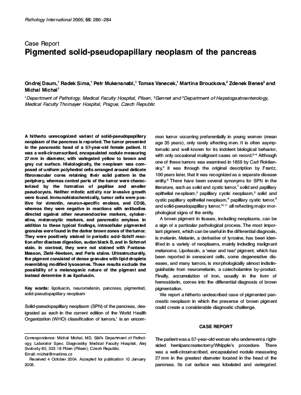 (PDF) Pigmented solid‐pseudopapillary neoplasm of the pancreas