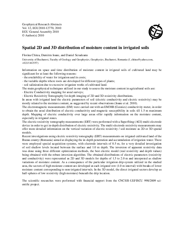 (PDF) Spatial 2D and 3D distribution of moisture content in irrigated soils