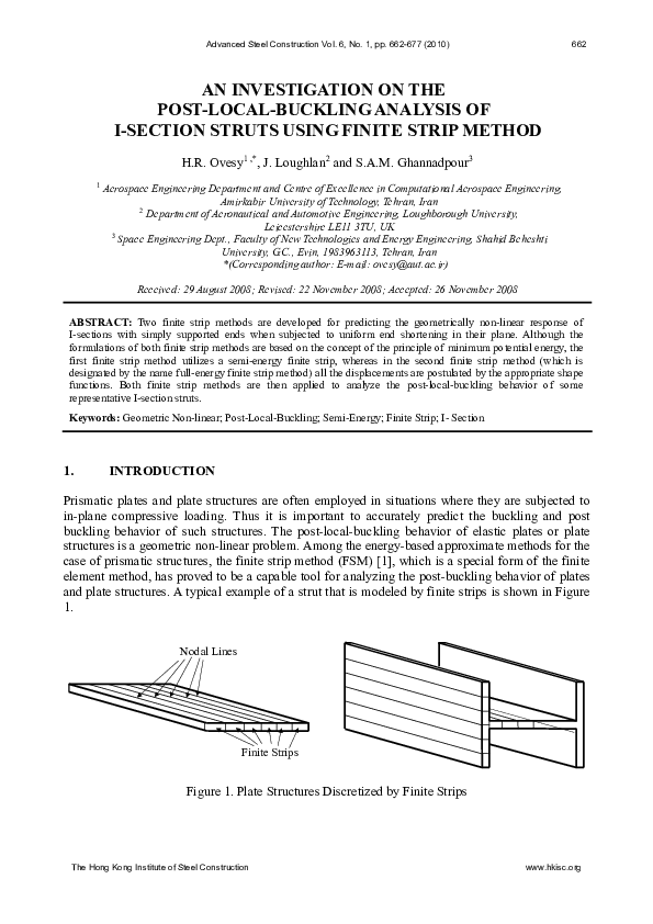(PDF) I-Section Struts Using Finite Strip Method