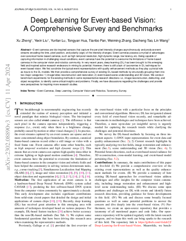 (PDF) Deep Learning for Event-based Vision: A Comprehensive Survey and Benchmarks