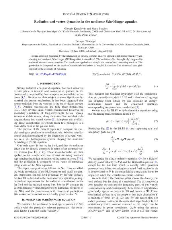 (PDF) Radiation and vortex dynamics in the nonlinear Schrödinger equation