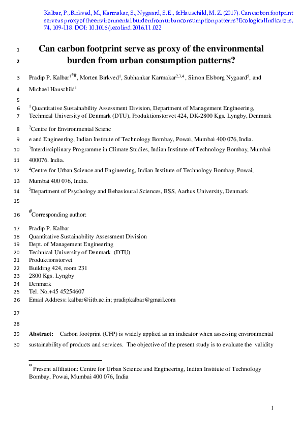 (PDF) Can carbon footprint serve as proxy of the environmental burden ...