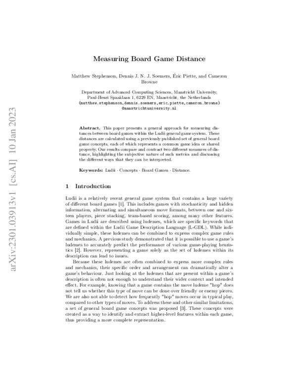 (PDF) Measuring Board Game Distance