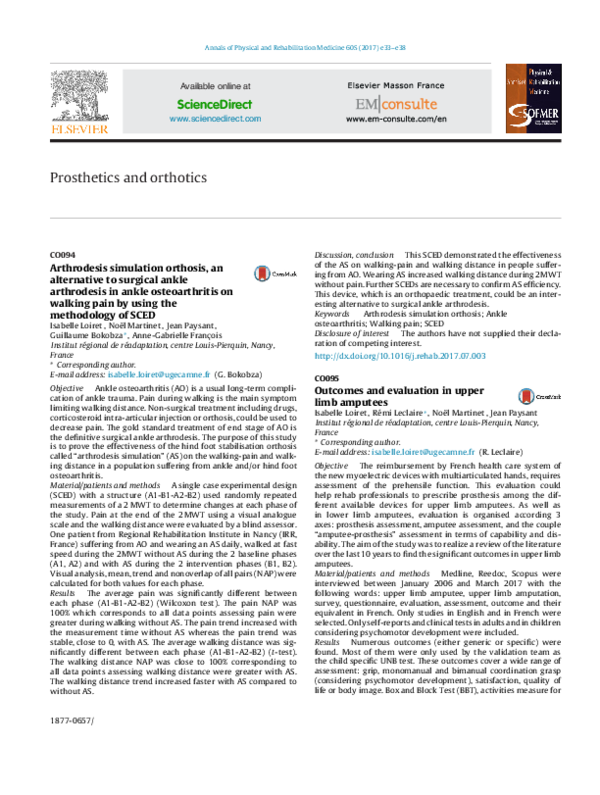 (PDF) Arthrodesis simulation orthosis, an alternative to surgical ankle ...