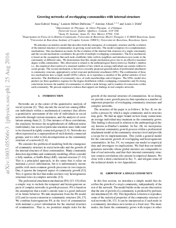 (PDF) Growing networks of overlapping communities with internal structure