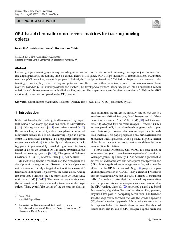 (PDF) GPU-based chromatic co-occurrence matrices for tracking moving ...