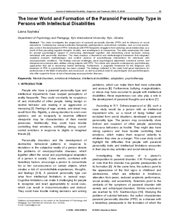 (PDF) The Inner World and Formation of the Paranoid Personality Type in ...