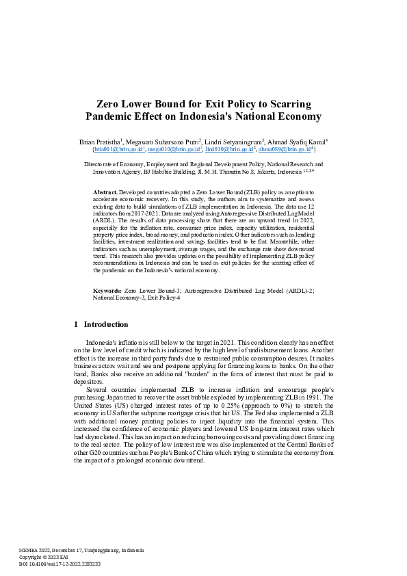 (PDF) Zero Lower Bound for Exit Policy to Scarring Pandemic Effect on ...