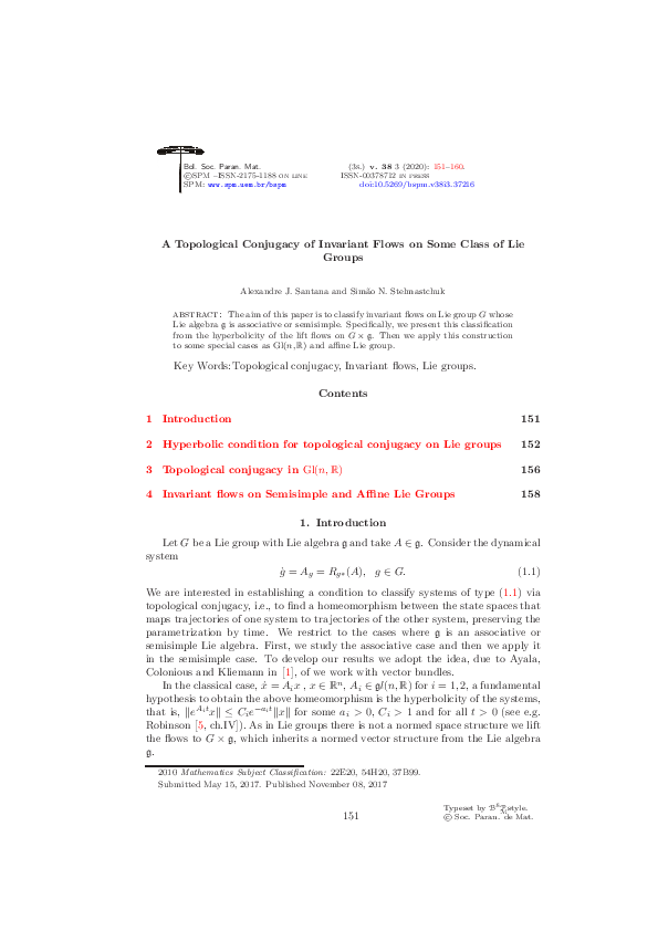 (PDF) A topological conjugacy of invariant flows on some class of Lie ...