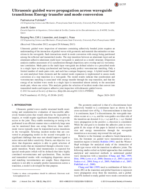 (PDF) Ultrasonic guided wave propagation across waveguide transitions ...