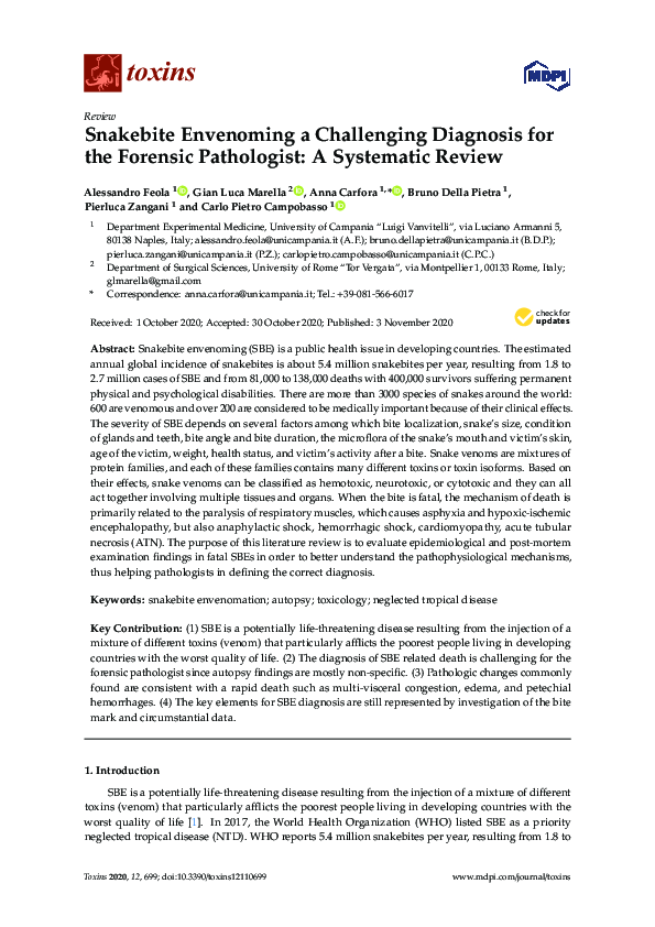 (PDF) Snakebite Envenoming a Challenging Diagnosis for the Forensic ...