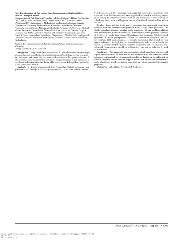 (PDF) Development of Operationalized Intravenous to Oral Antibiotic ...