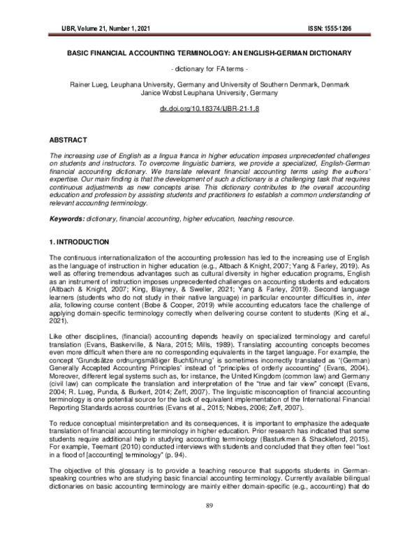 (PDF) BASIC FINANCIAL ACCOUNTING TERMINOLOGY: AN ENGLISH-GERMAN ...