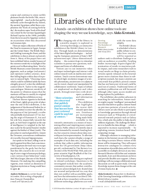 (PDF) Technology: Libraries of the future