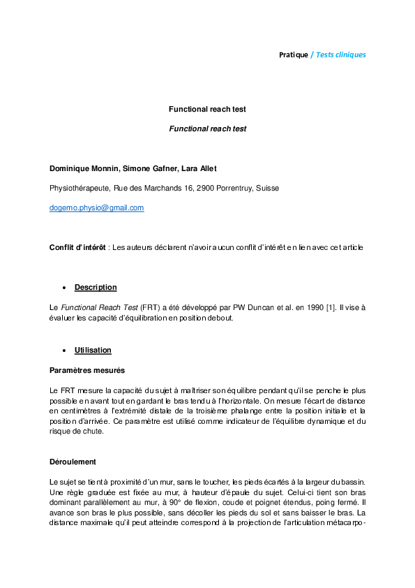 (PDF) Functional reach test