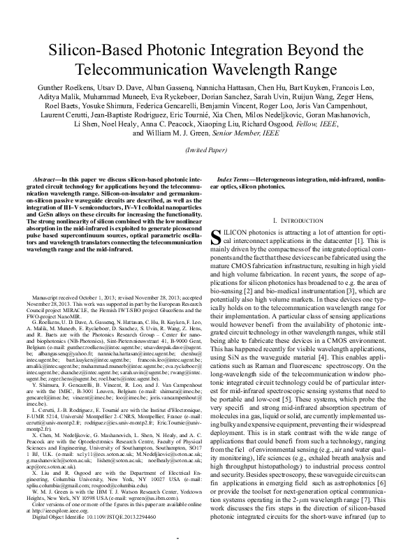 (PDF) Silicon-Based Photonic Integration Beyond the Telecommunication Wavelength Range