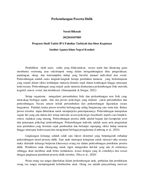 (PDF) Perkembangan Peserta Didik