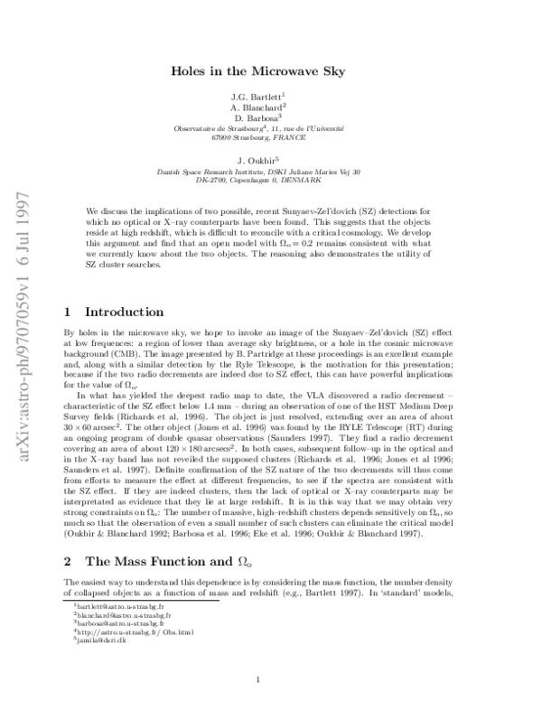 (PDF) Holes in the Microwave Sky