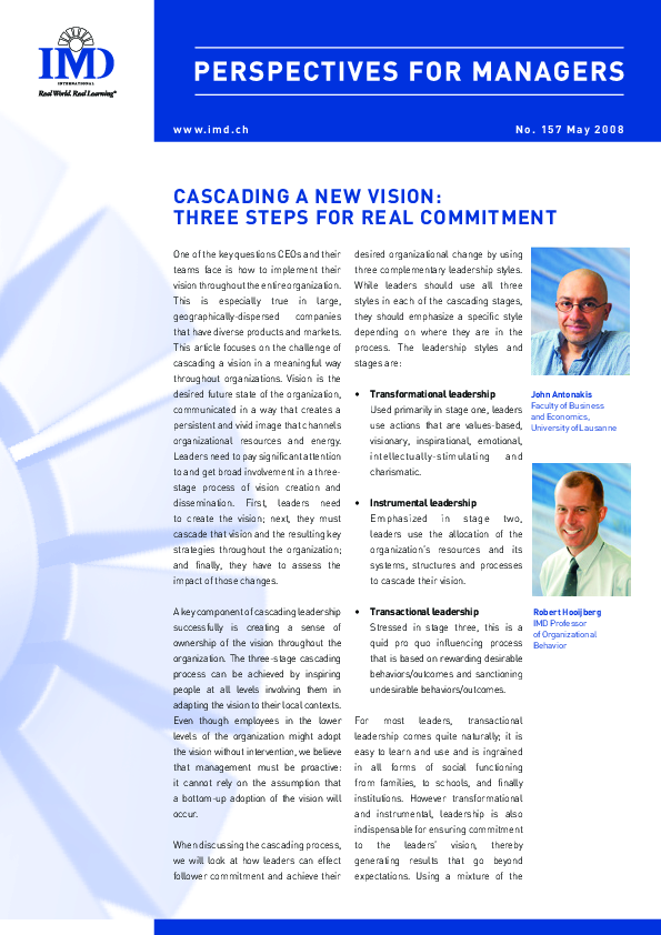(PDF) Cascading a new vision: Three steps for real commitment ...