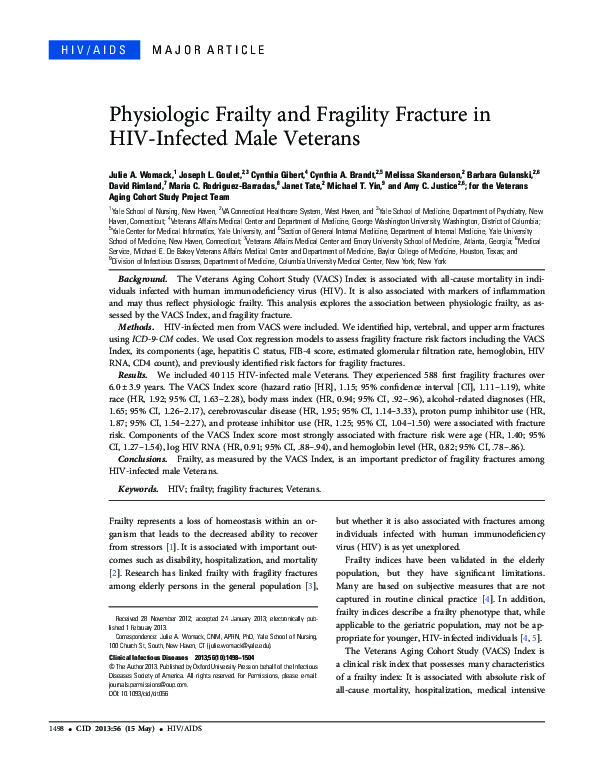 (PDF) Physiologic Frailty and Fragility Fracture in HIV-Infected Male ...
