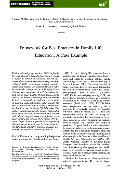 (PDF) Framework for Best Practices in Family Life Education: A Case Example
