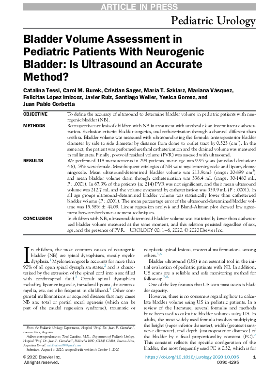 (PDF) Bladder Volume Assessment in Pediatric Patients With Neurogenic ...