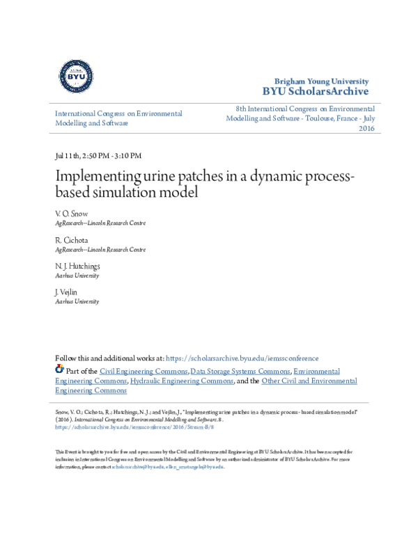 (PDF) Implementing urine patches in a dynamic process- based simulation model