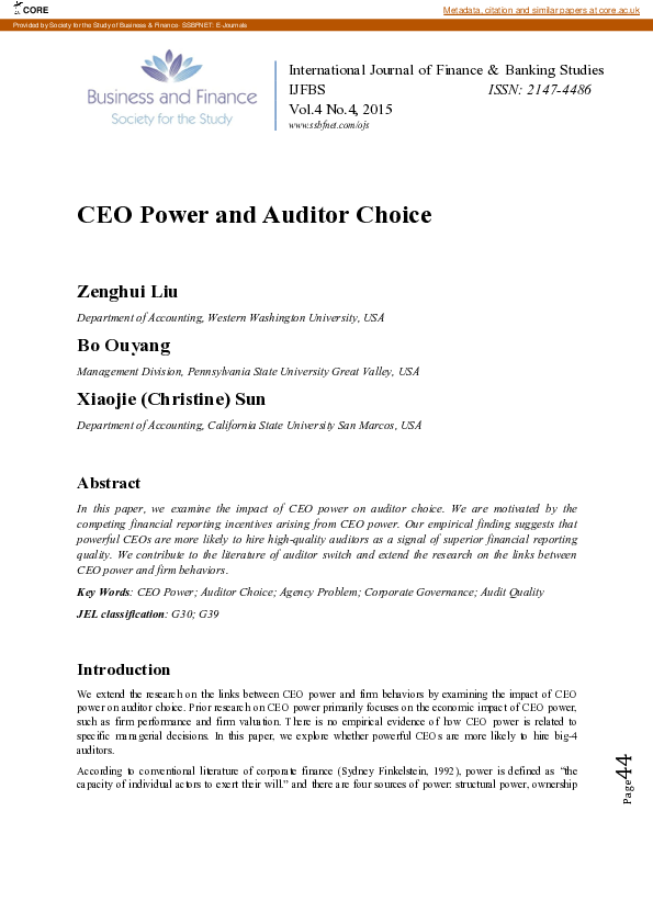 CEO Power and Auditor Choice