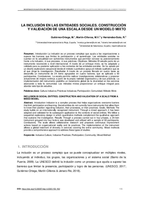 (PDF) La Inclusión en Las Entidades Sociales. Construcción y Validación ...