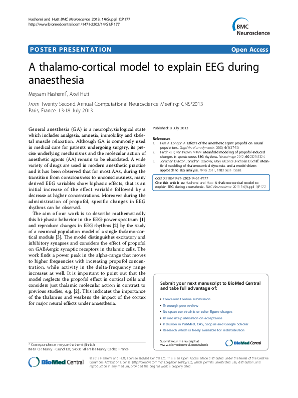 (PDF) A thalamo-cortical model to explain EEG during anaesthesia ...