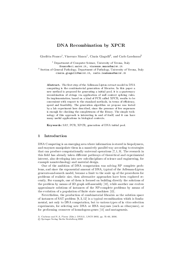 (PDF) DNA Recombination by XPCR