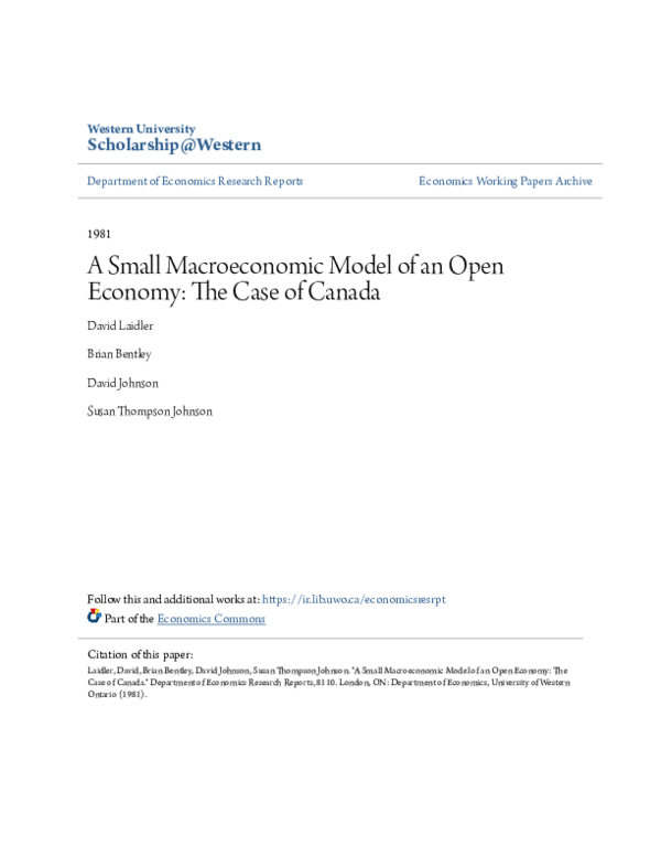 (PDF) A Small Macro-economic Model of an Open Economy: the case of Canada