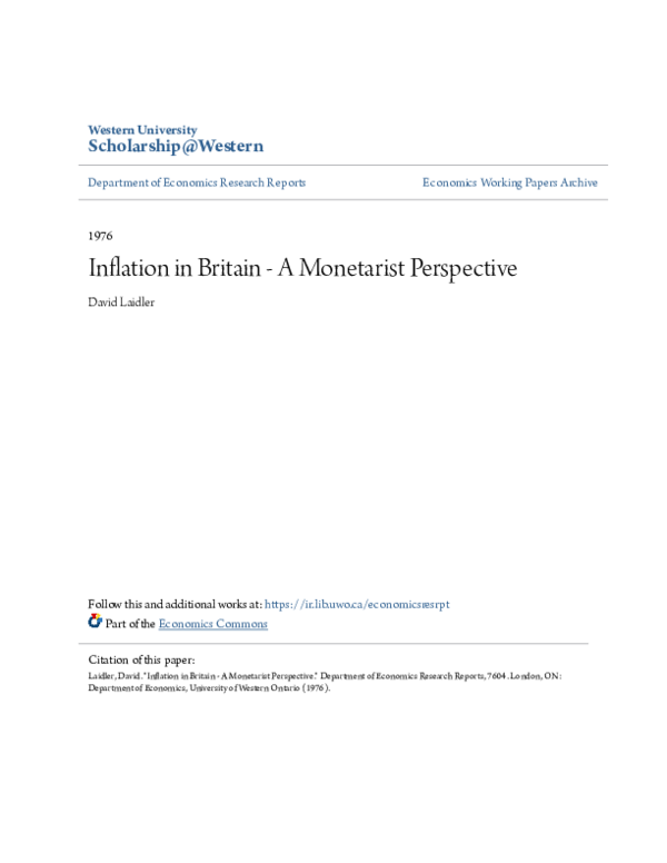 (PDF) Inflation in Britain: A Monetarist Perspective