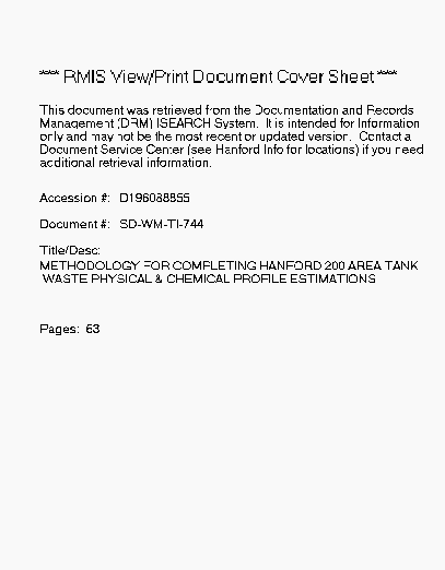 (PDF) Methodology for completing Hanford 200 Area tank waste physical ...
