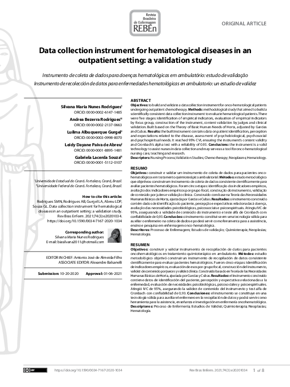 (PDF) Data collection instrument for hematological diseases in na ...