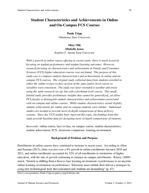 (PDF) Student Characteristics and Achievement in Online and On-Campus ...