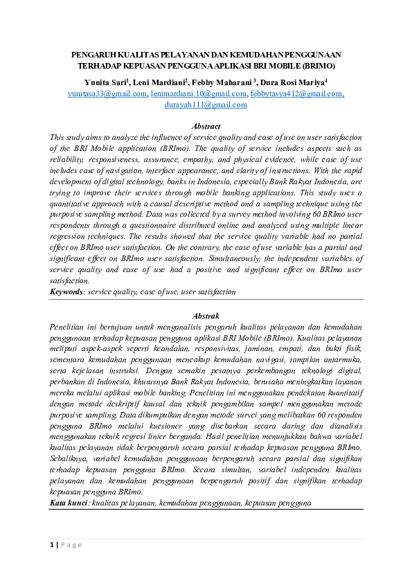 (PDF) PENGARUH KUALITAS PELAYANAN DAN KEMUDAHAN PENGGUNAAN TERHADAP KEPUASAN PENGGUNA APLIKASI ...
