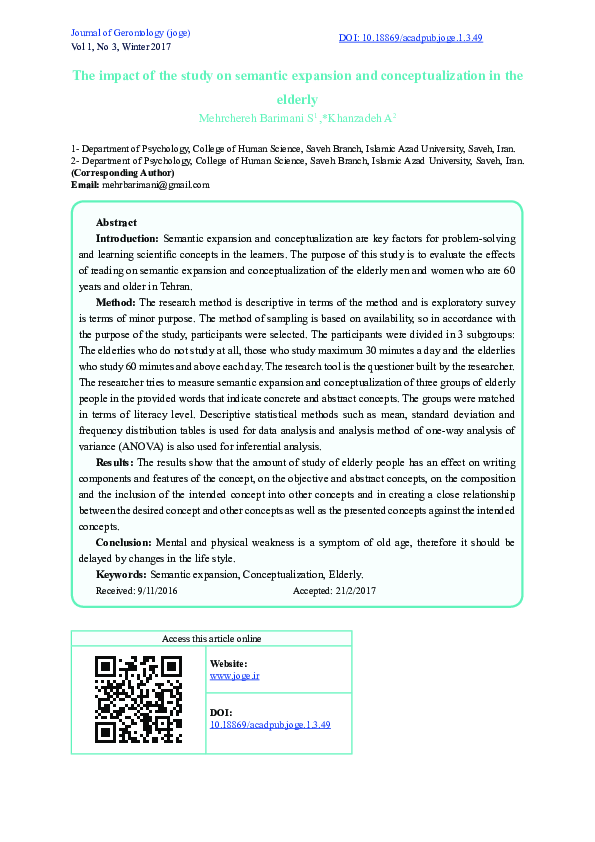 (PDF) The impact of the study on semantic expansion and conceptualization in the elderly
