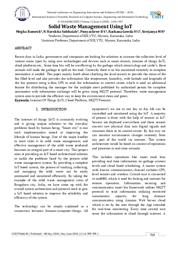 (PDF) Solid Waste Management Using IoT