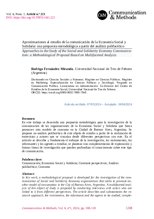 (PDF) Aproximaciones al estudio de la comunicacion de la ESS Cy M