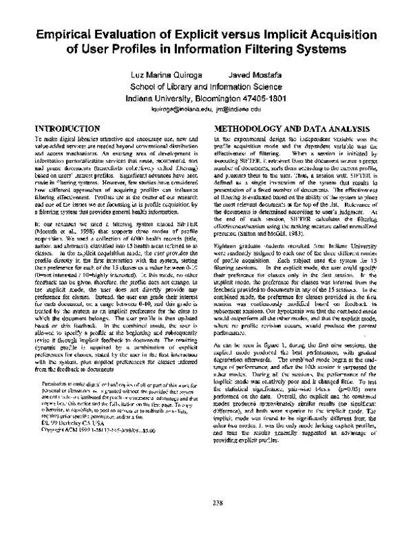(PDF) Empirical evaluation of explicit versus implicit acquisition of user profiles in ...