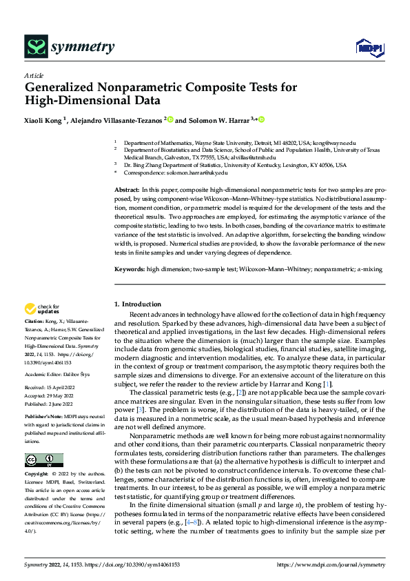 (PDF) Generalized Nonparametric Composite Tests for High-Dimensional Data