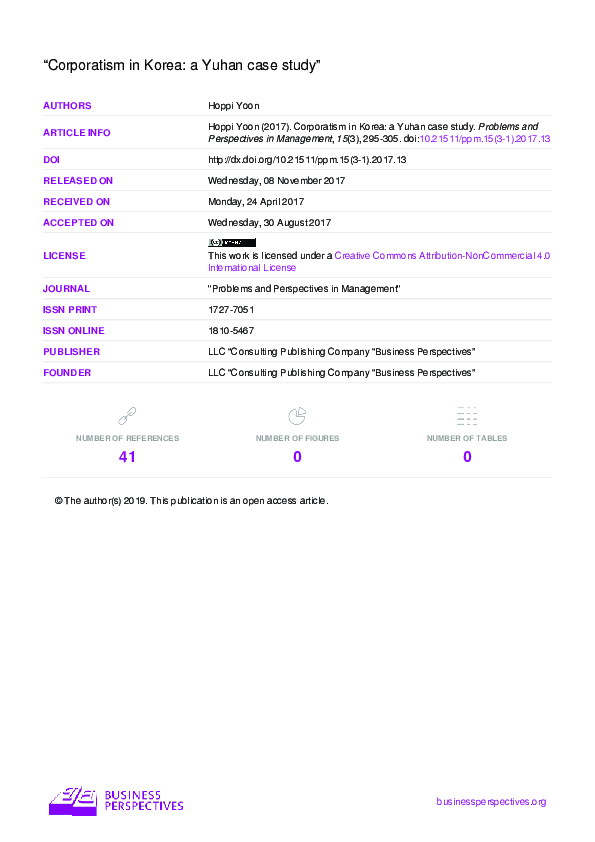 (PDF) Corporatism in Korea: a Yuhan case study