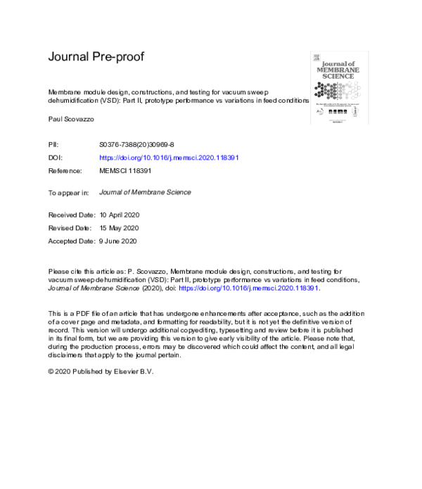 (PDF) Membrane module design, constructions, and testing for vacuum ...