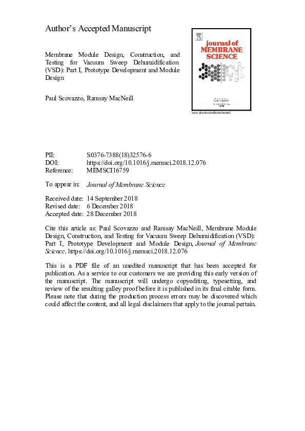 (PDF) Membrane module design, construction, and testing for vacuum ...