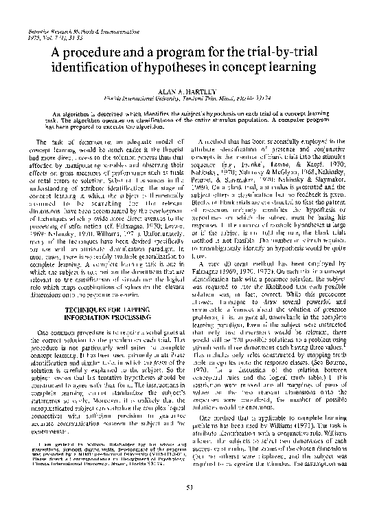 (PDF) A procedure and a program for the trial-by-trial identification of hypotheses in concept ...